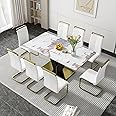 Amazon.com - gopop Modern Dining Table Set for 8,Marble Dining Table ...