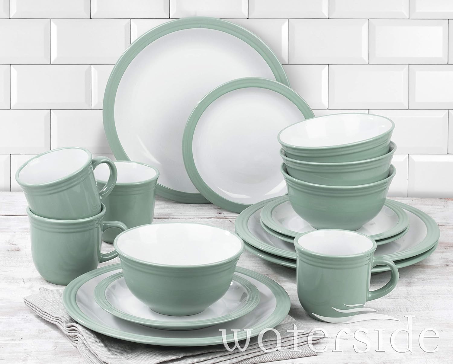 Waterside - 16 Piece Green Camden Dinner Set: Amazon.co.uk: Kitchen & Home