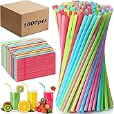 Amazon.com: Eaasty 1000 Pcs Flexible Disposable Drinking Plastic Straws ...