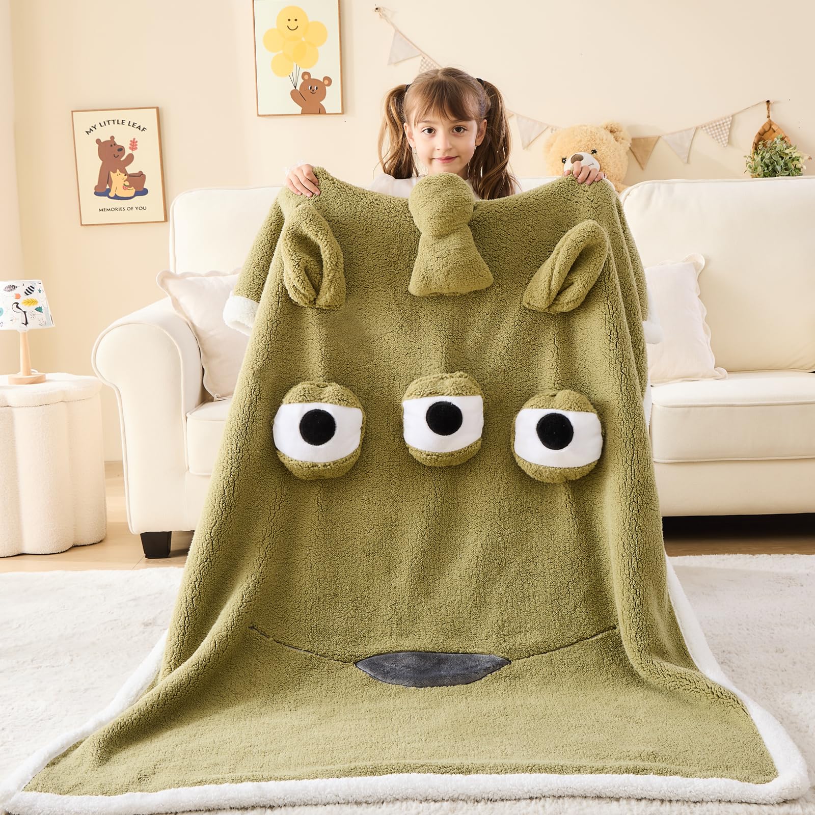 NEWCOSPLAY Sherpa Fleece Throw Blanket 3D Cartoon Kids Blanket Plush ...