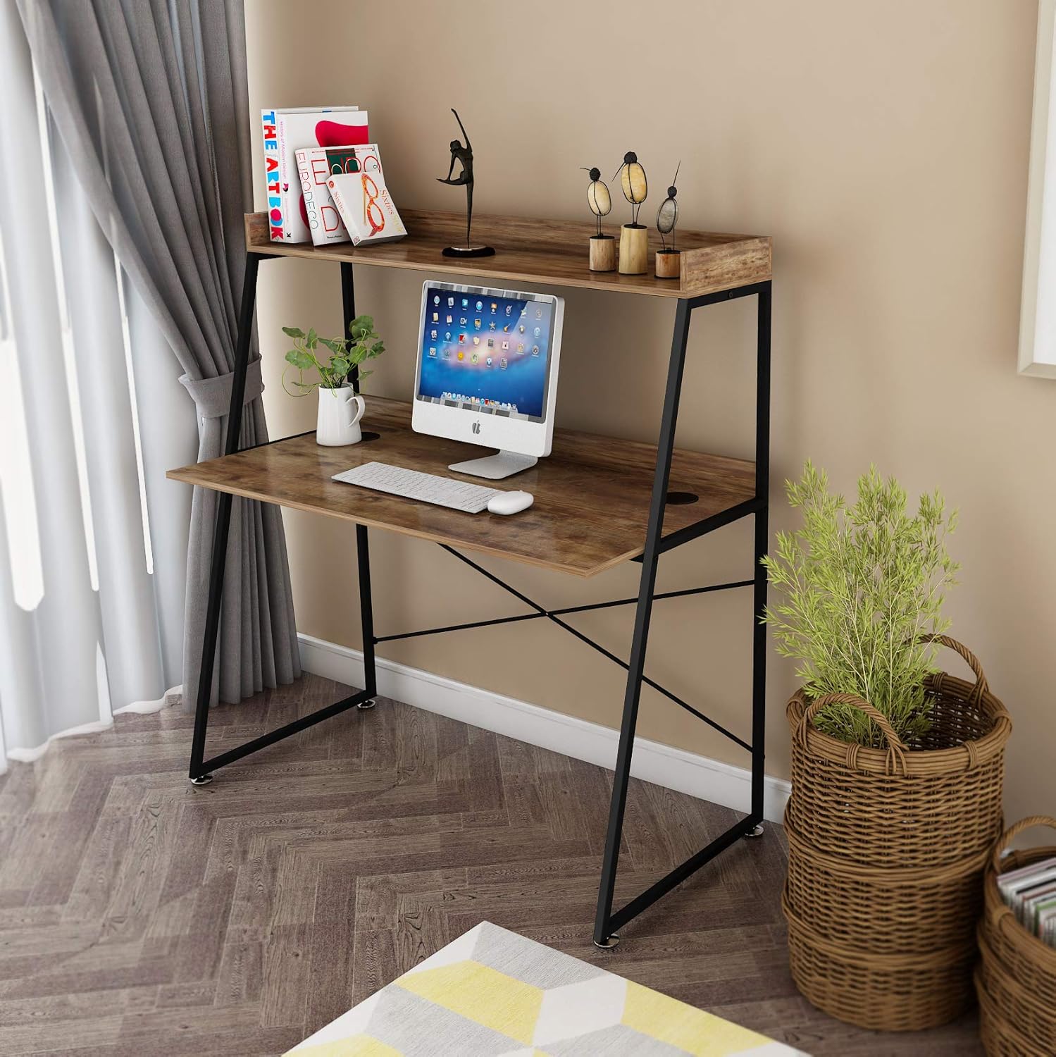 DESIGNA Computer Desk 120cm Desk Small desk with Cable Management ...