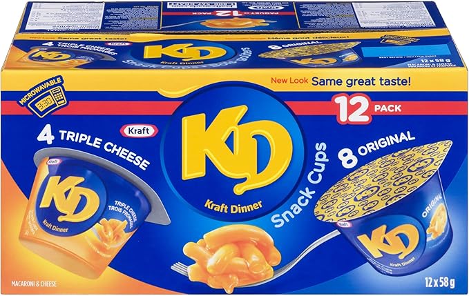 Kraft Dinner Snack Cups Variety Pack, Original and Three Cheese ...