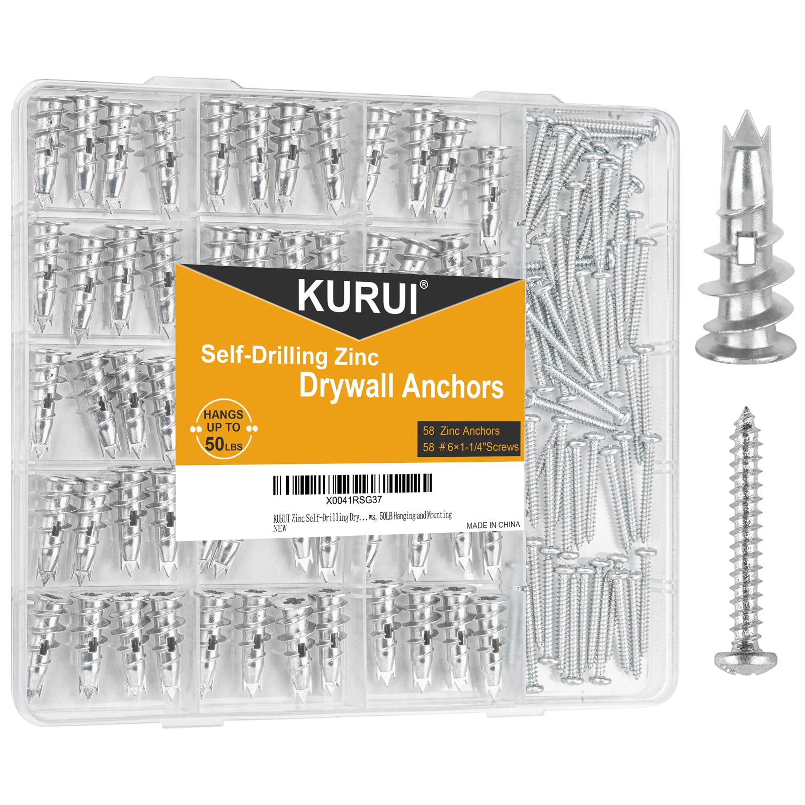 Mua KURUI #6 Zinc Self-Drilling Drywall Anchors, 116PCs Hollow Metal ...