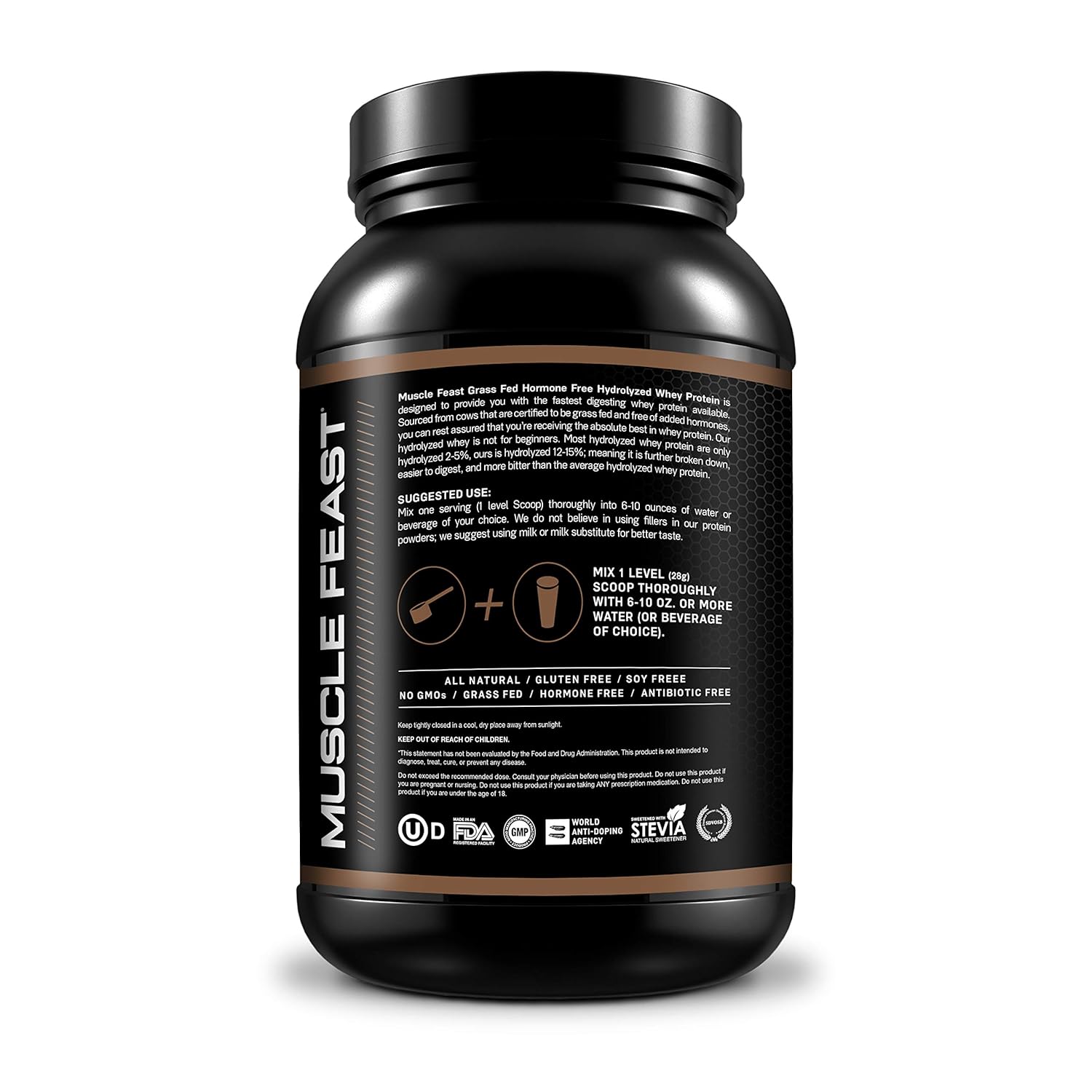 MUSCLE FEAST Grass Fed Hydrolyzed Whey Protein, All Natural, Hormone ...