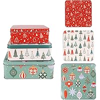 Amazon.com: Steel Mill & Co Tin Containers with Lids, 3 Pack Christmas ...