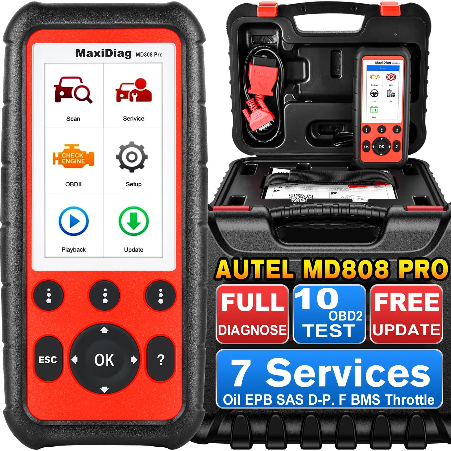 Mua MaxiDiag MD808 PRO OBD2 Scanner, All System Diagnostic Scan Tool, Upgraded of MD806 MD802, 7 ...