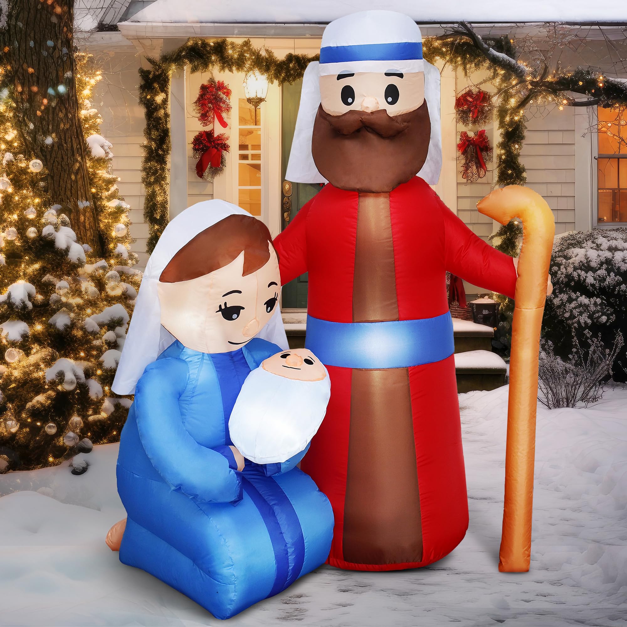 Joiedomi 6 FT Tall Christmas Inflatable Jesus Family Decoration ...