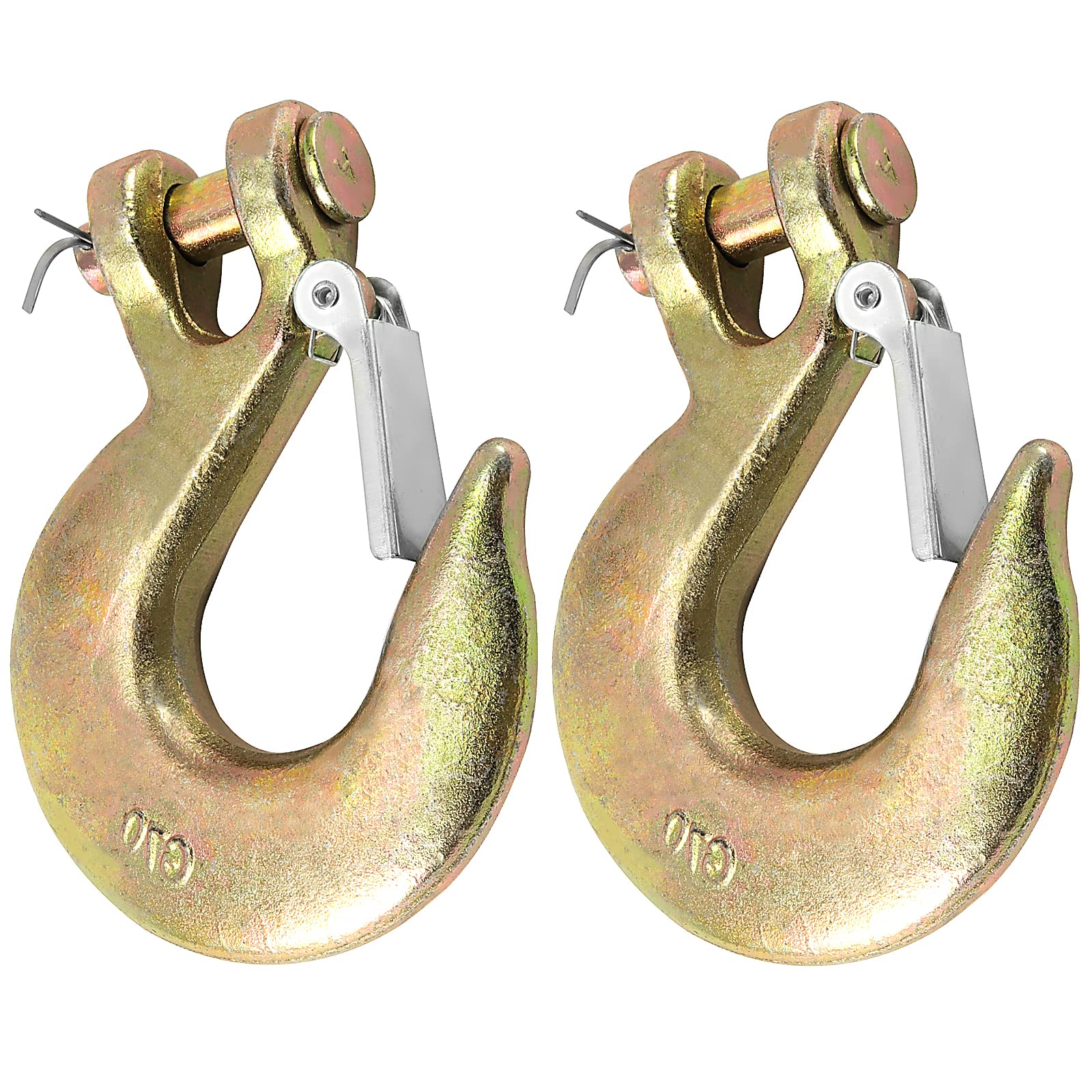 FUNSUEI 2 Pack 1/2 Inch Clevis Slip Hook with Safety Latch, Grade 70 ...