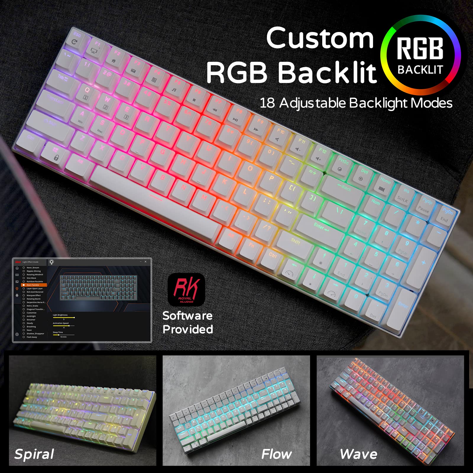 Mua RK ROYAL KLUDGE Wireless Mechanical Keyboard RK100 Pro, 2.4G ...