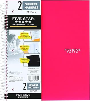 Five Star Notebook, 2 Subject, 11 X 8.5 Inches, 120 Sheets/240 Pages ...