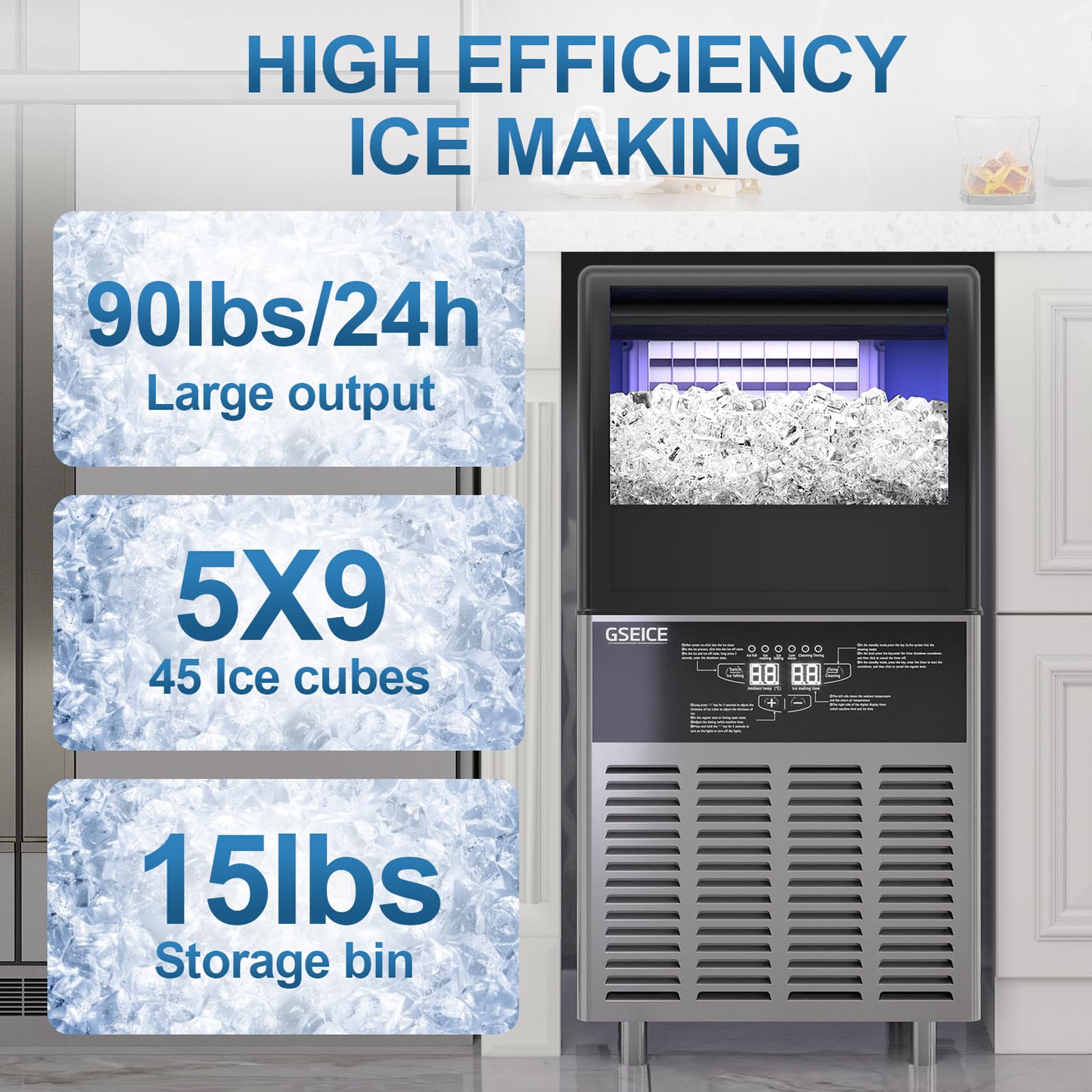 Mua GSEICE Commercial Ice Maker Machine - 90lbs Ready in 24Hrs - Under ...