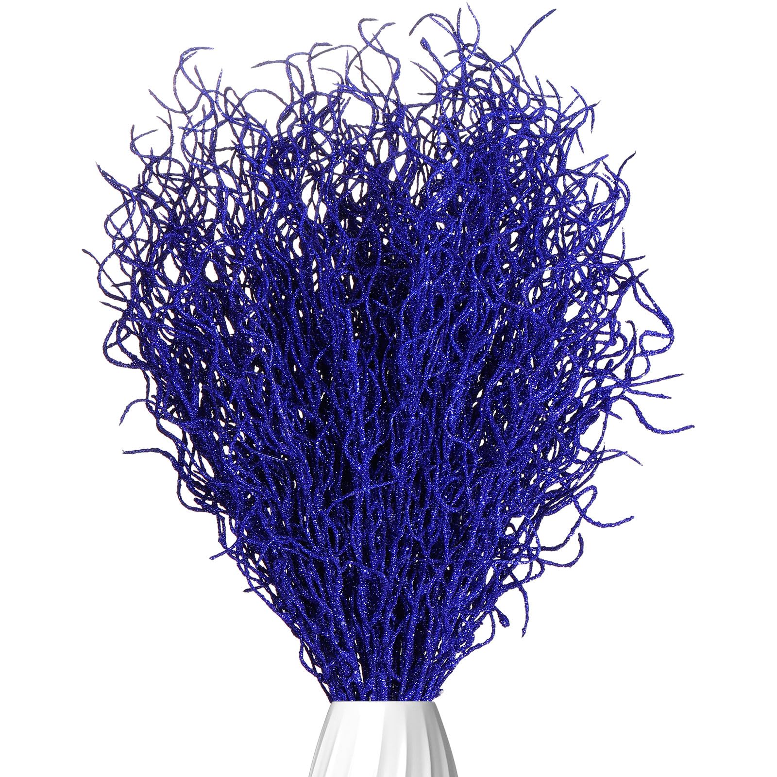 XunYee 100 Pcs Christmas Glitter Curly Willow Branches 16.5 Inch ...