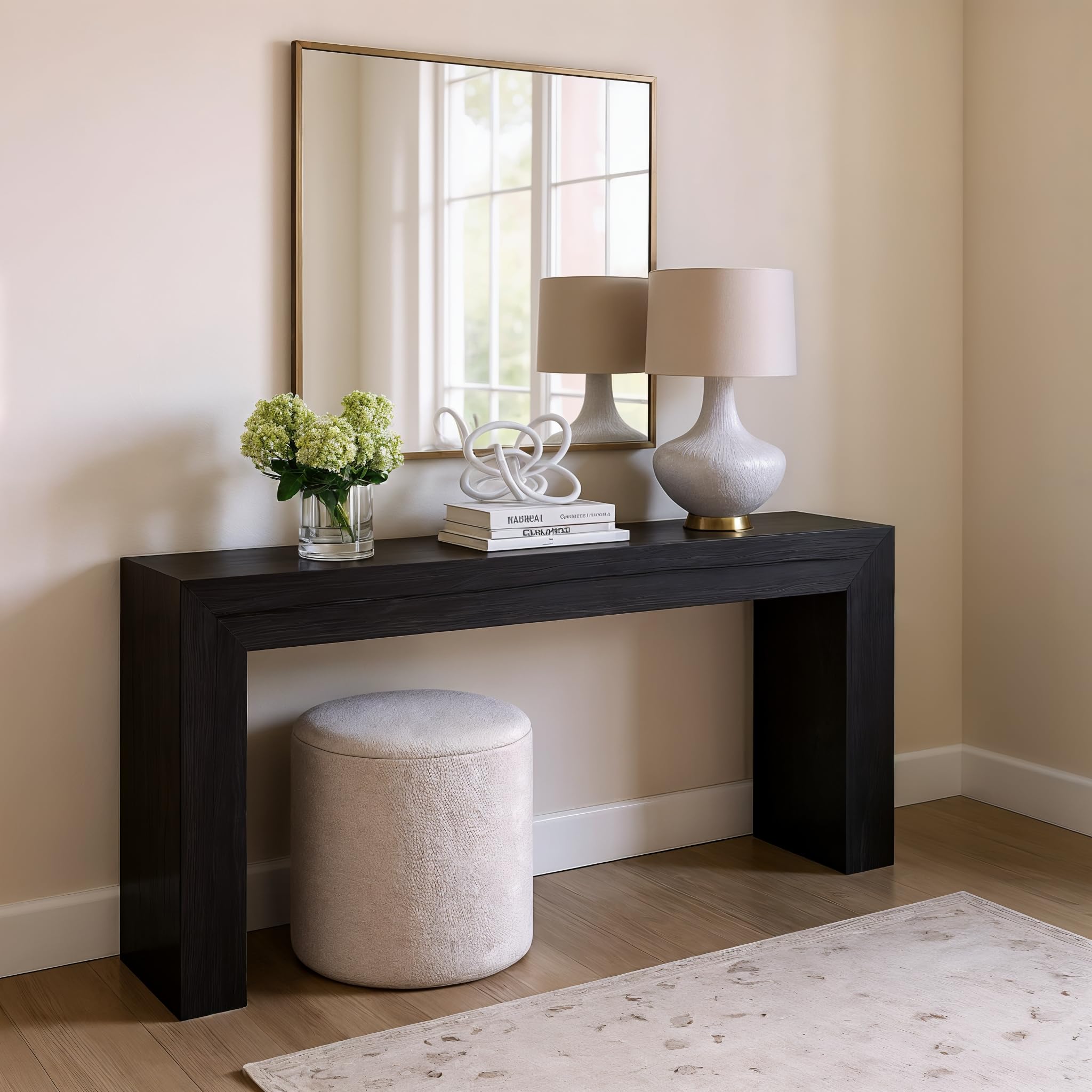 Plank+Beam Grand Console Table, 66 Inch Modern Solid Wood Sofa Table ...