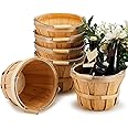 Amazon.com: 6 Pack Round Wooden Fruit Baskets Small Bushel Apple ...