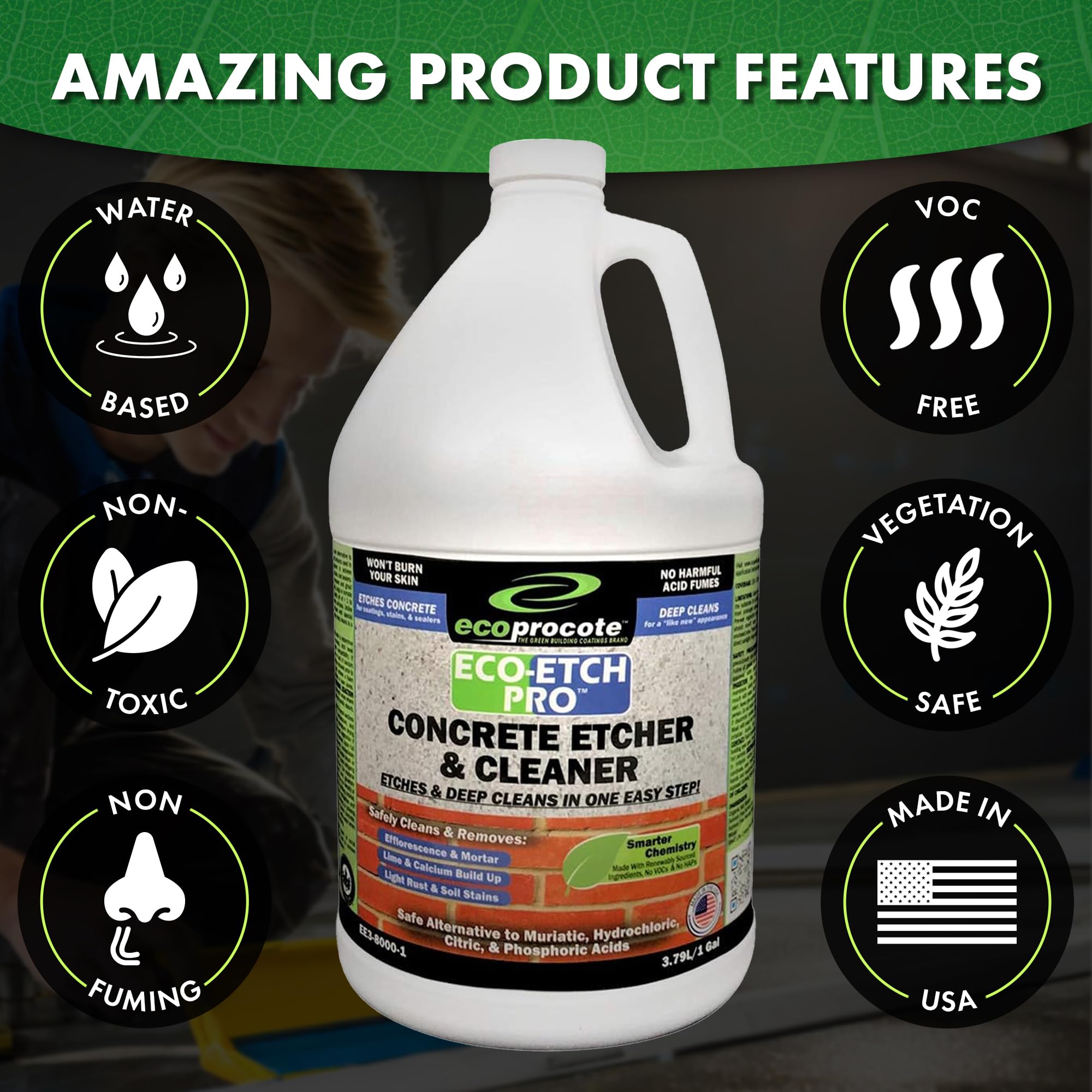 Mua EcoProCote Eco Etch Pro Concrete Cleaner & Etcher - Premium Efflorescence, Rust & Stain ...