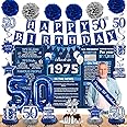 Amazon.com: Crenics 50th Birthday Decorations for Men or Women - Back in 1975 Backdrop, Banner ...