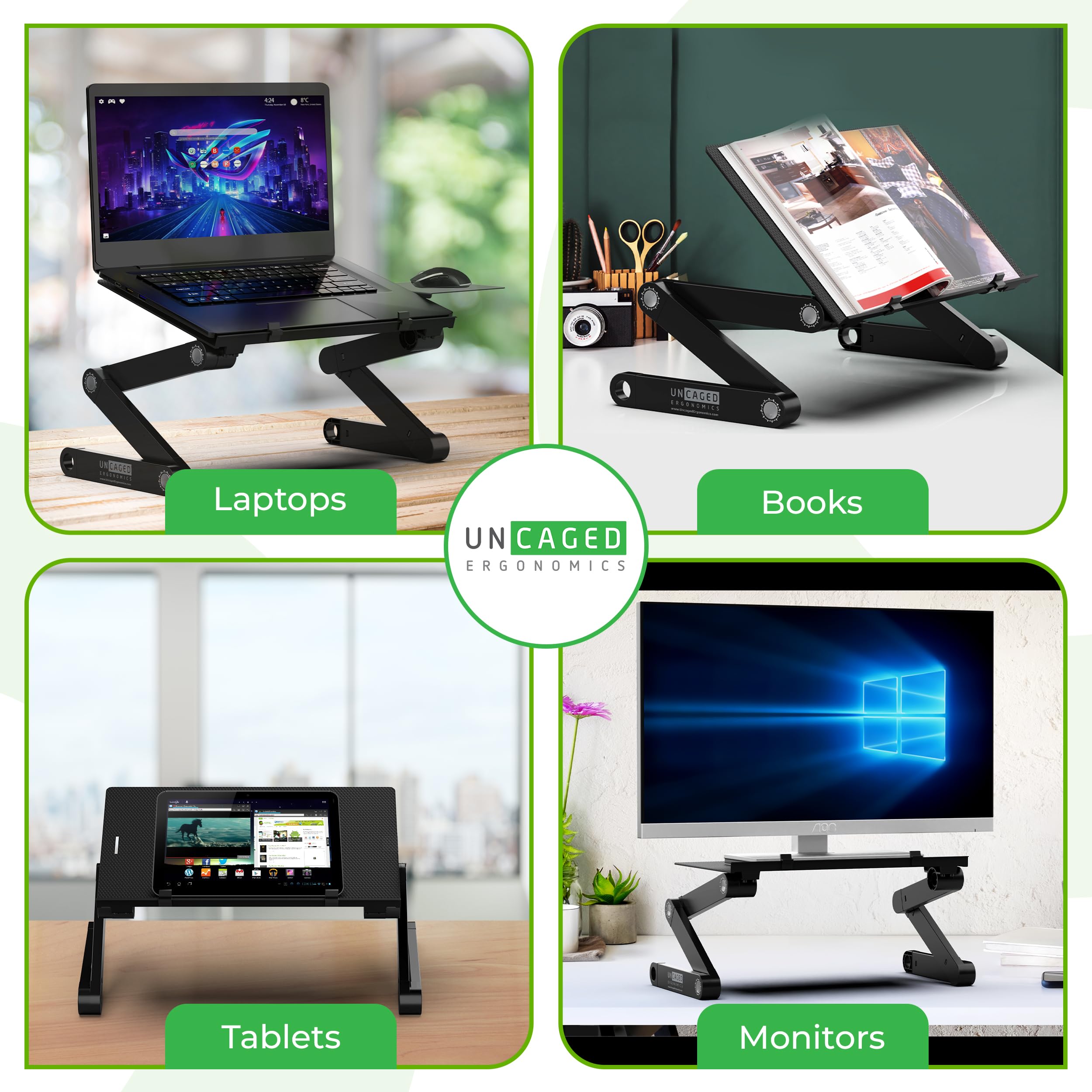 WorkEZ Adjustable Laptop Stand For Desk, Portable Laptop Stand ...