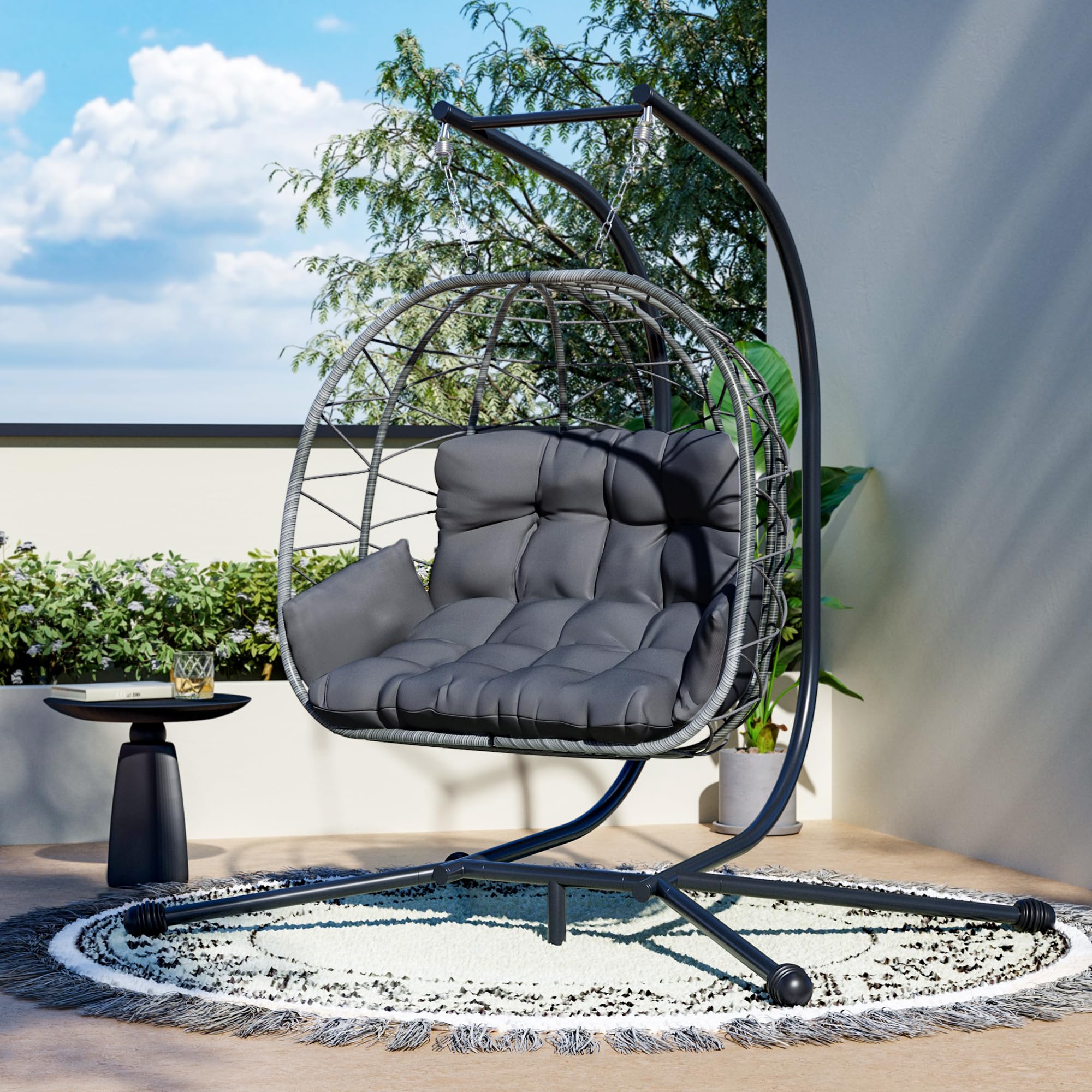 Pamapic Double Swing Egg Chair,Love Seat Proch Swing Egg Chair, 730 LBS ...