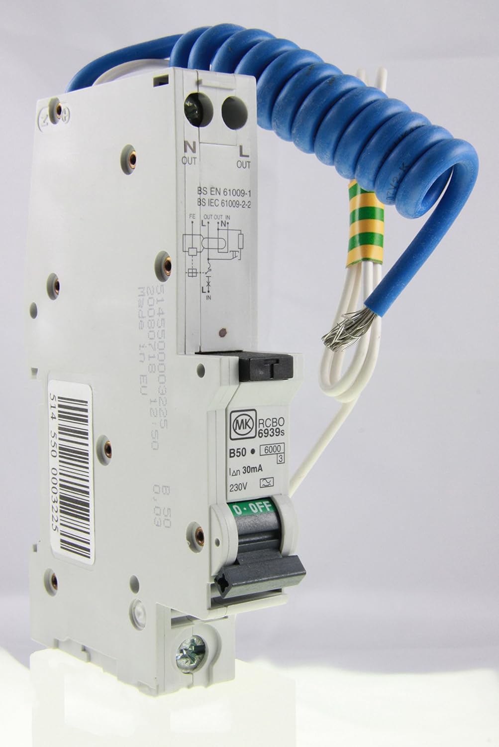MK Sentry RCBO 50A 6kA 30mA Single Module Type B 6939s New RCB O ...