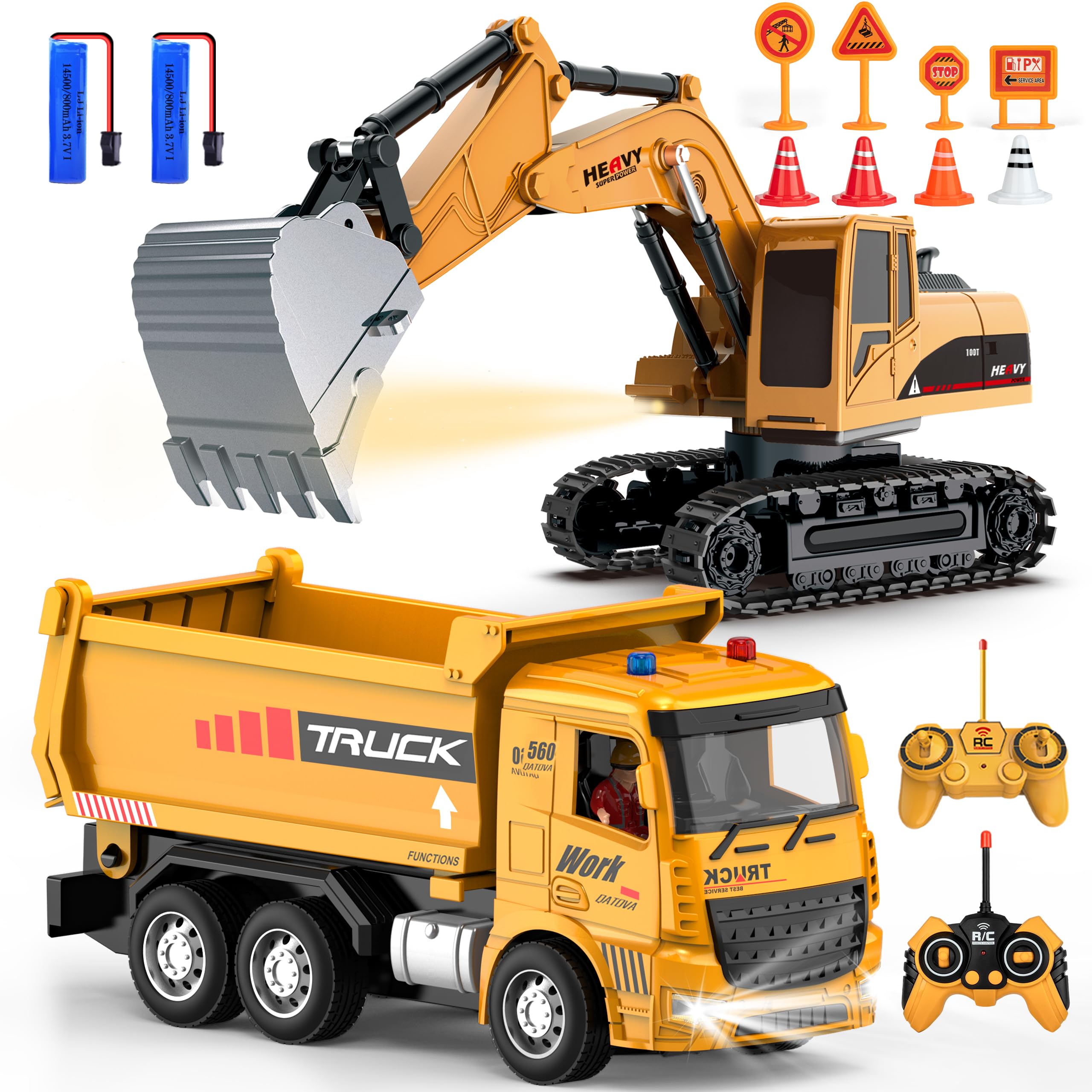 Remote Control Excavator and Dump Truck Toy Set - RC Construction ...