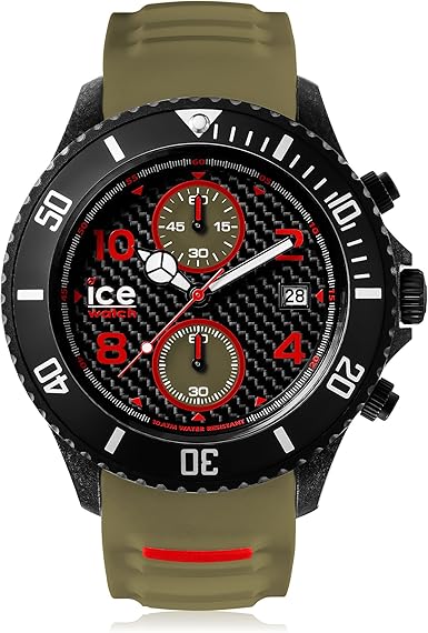 Ice-Watch - ICE carbon Black Khaki - Men's wristwatch with silicon ...