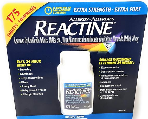 Reactine Allergy Extra Strength 175 Tablets: Amazon.ca: Health ...