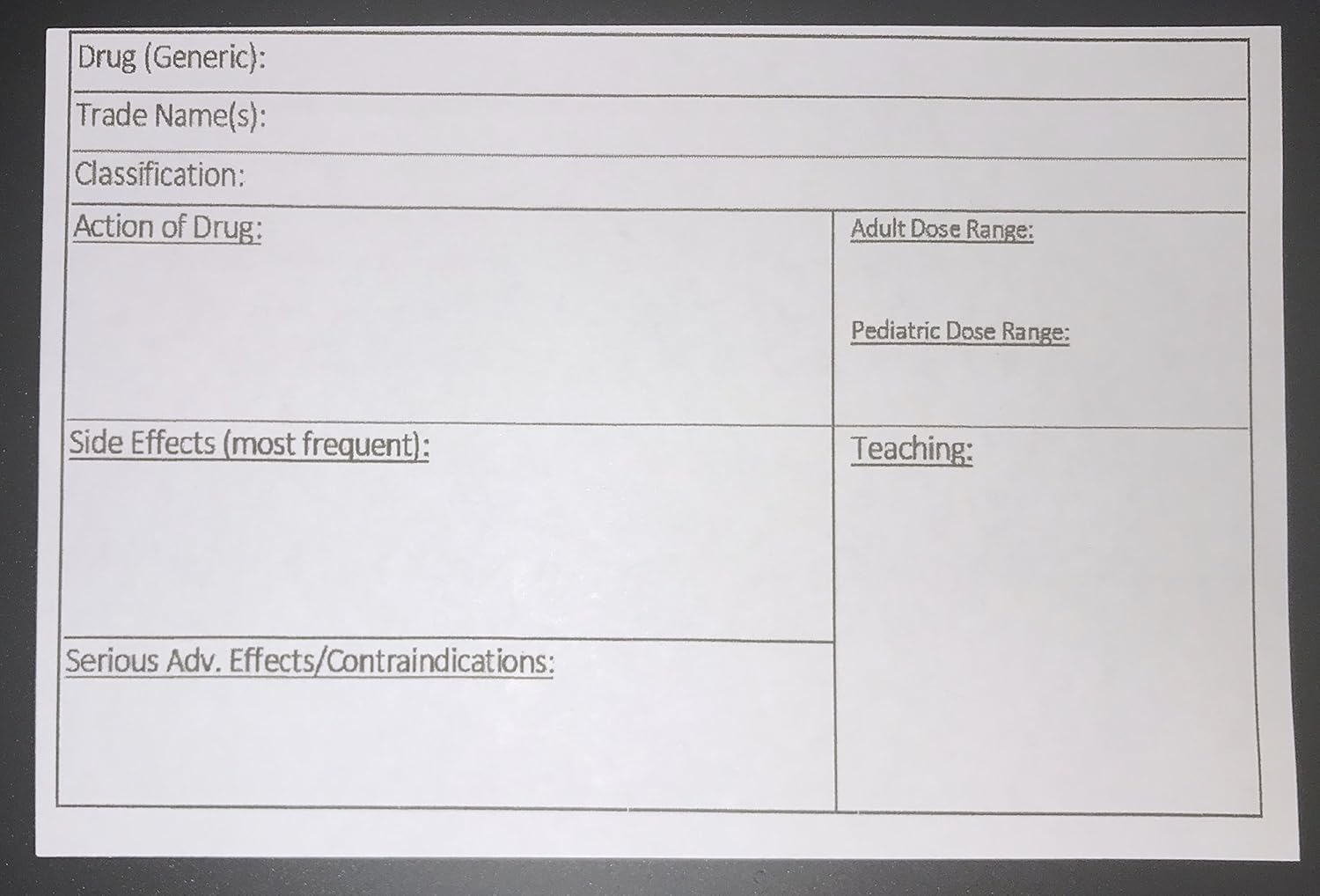 Printable Nursing Drug Card Template Templates Printable Download
