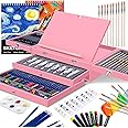 Amazon.com: Art Set 85 Piece with Built-in Wooden Easel, 2 Drawing Pad ...