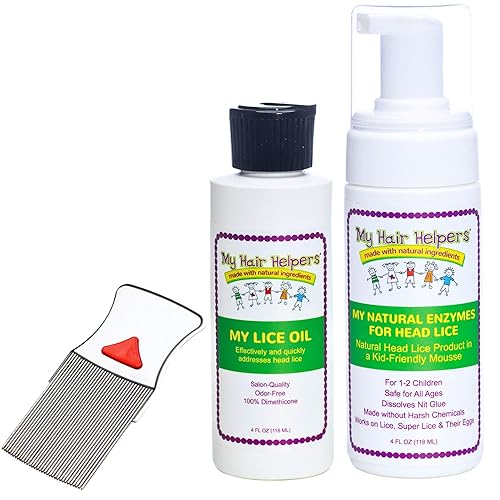 My Hair Helpers Head Lice Solution Kit with Nit Comb, Dimethicone Oil ...