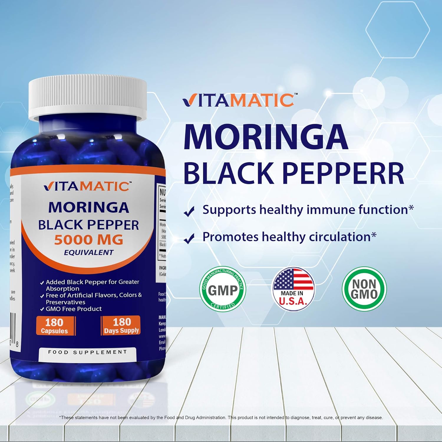 Vitamatic Moringa 5000 mg Equivalent 180 Capsules – BigaMart