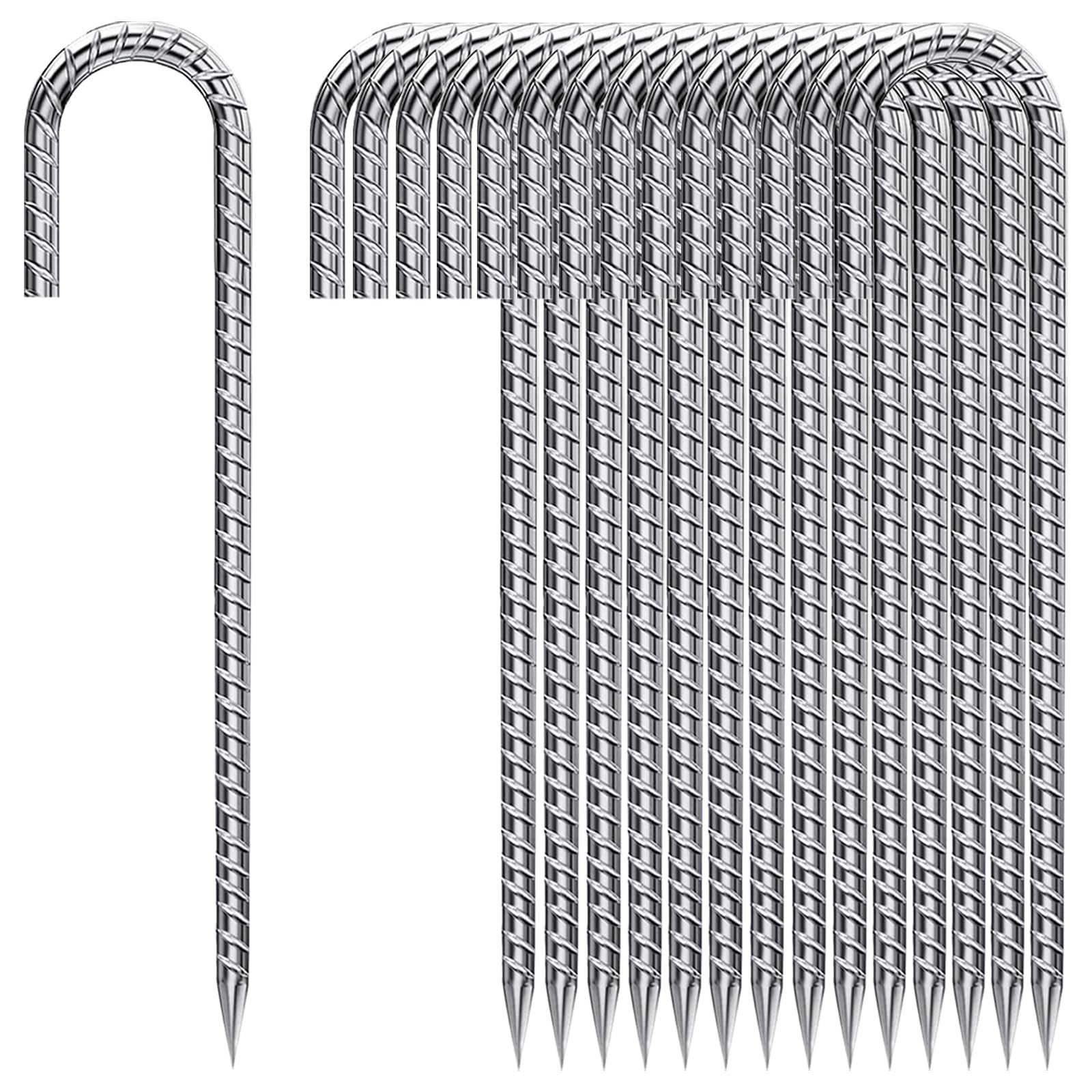 Ground Rebar Stakes 12 Inch Galvanized,J Hook Rebar Staples Heavy Duty ...