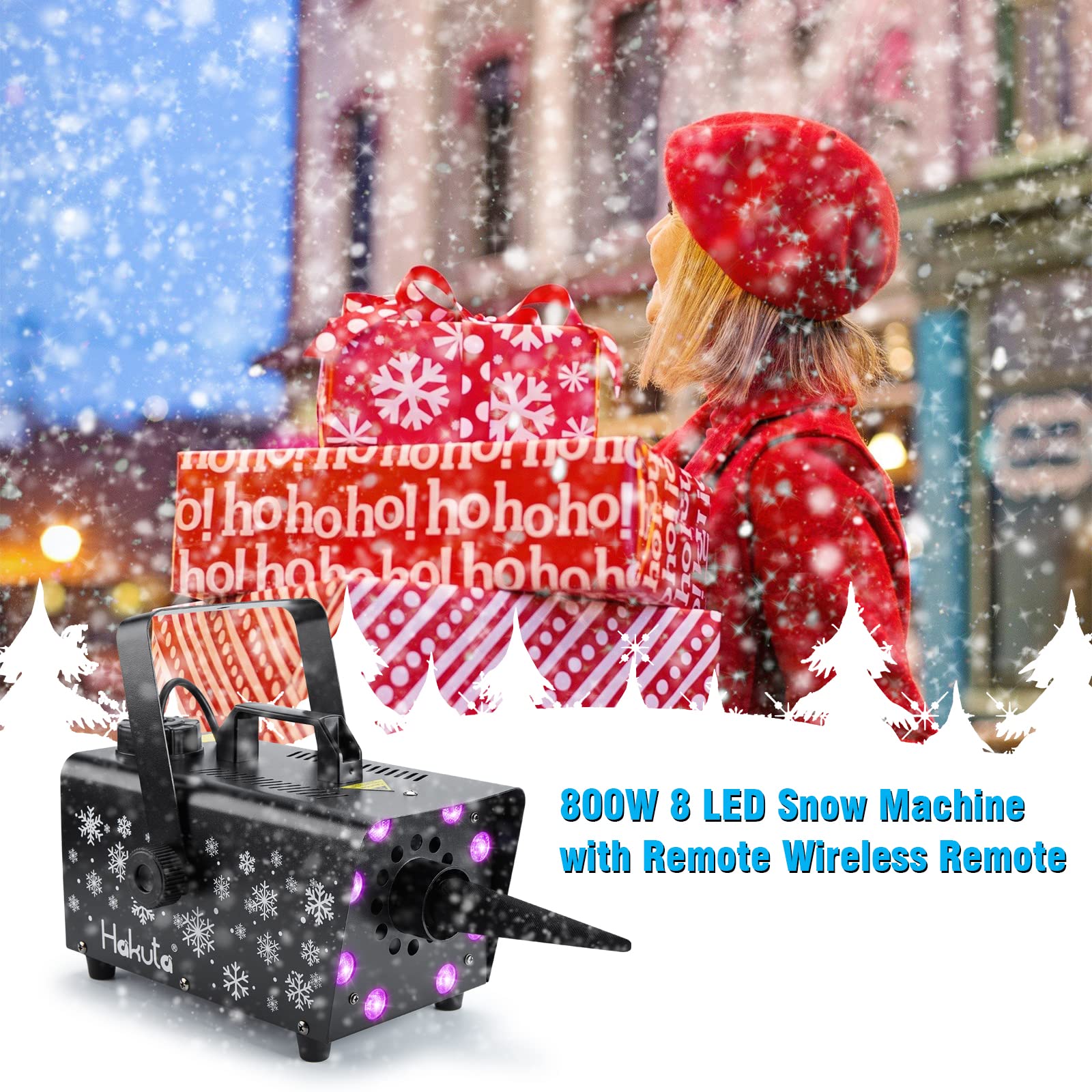 Mua Hakuta Snow Machine, 800W Snow Machine with 8 LED RGB Lights, 13 ...
