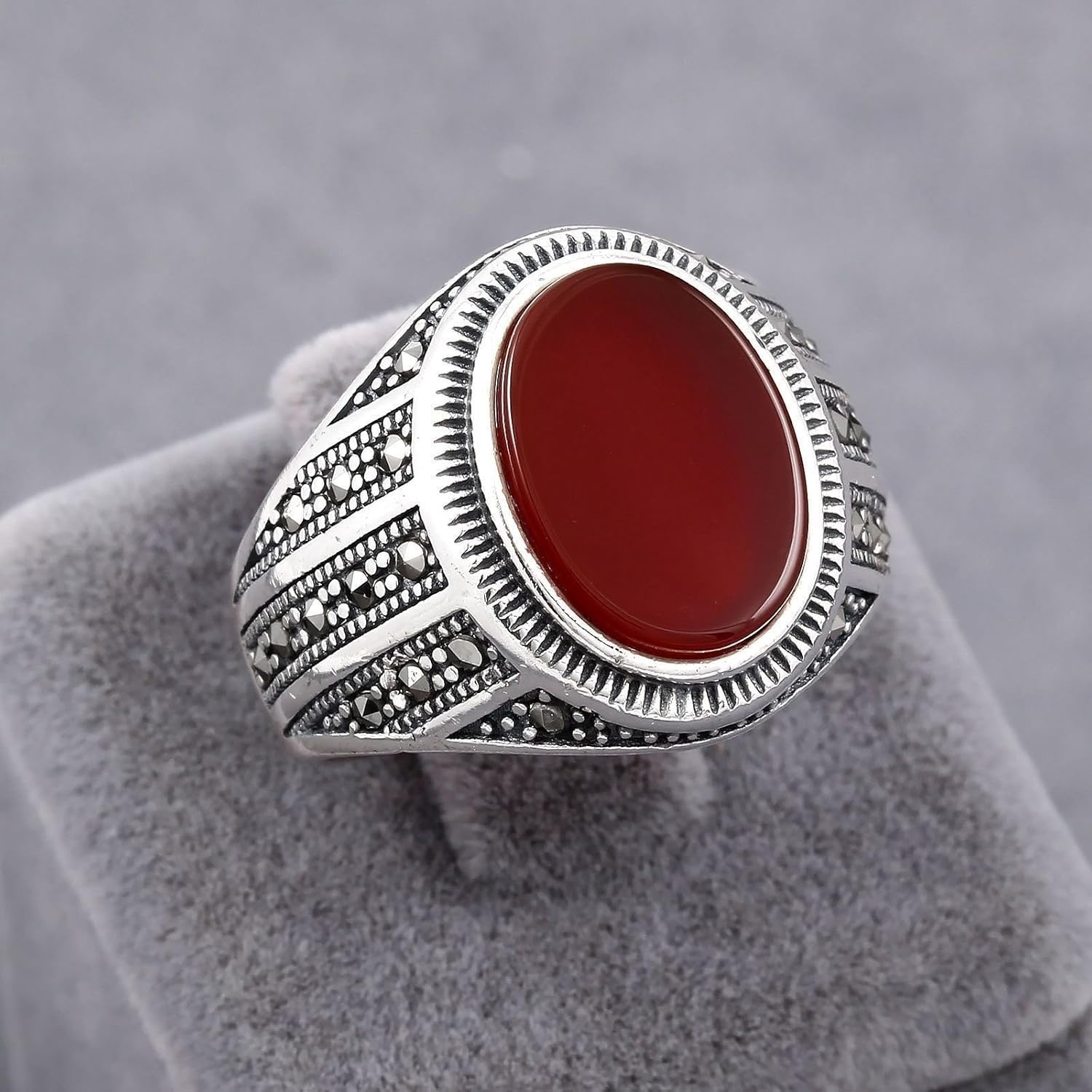 Amazon.com: Handmade Red Agate (Akik / Aqeeq) Stone 925 Sterling Silver ...