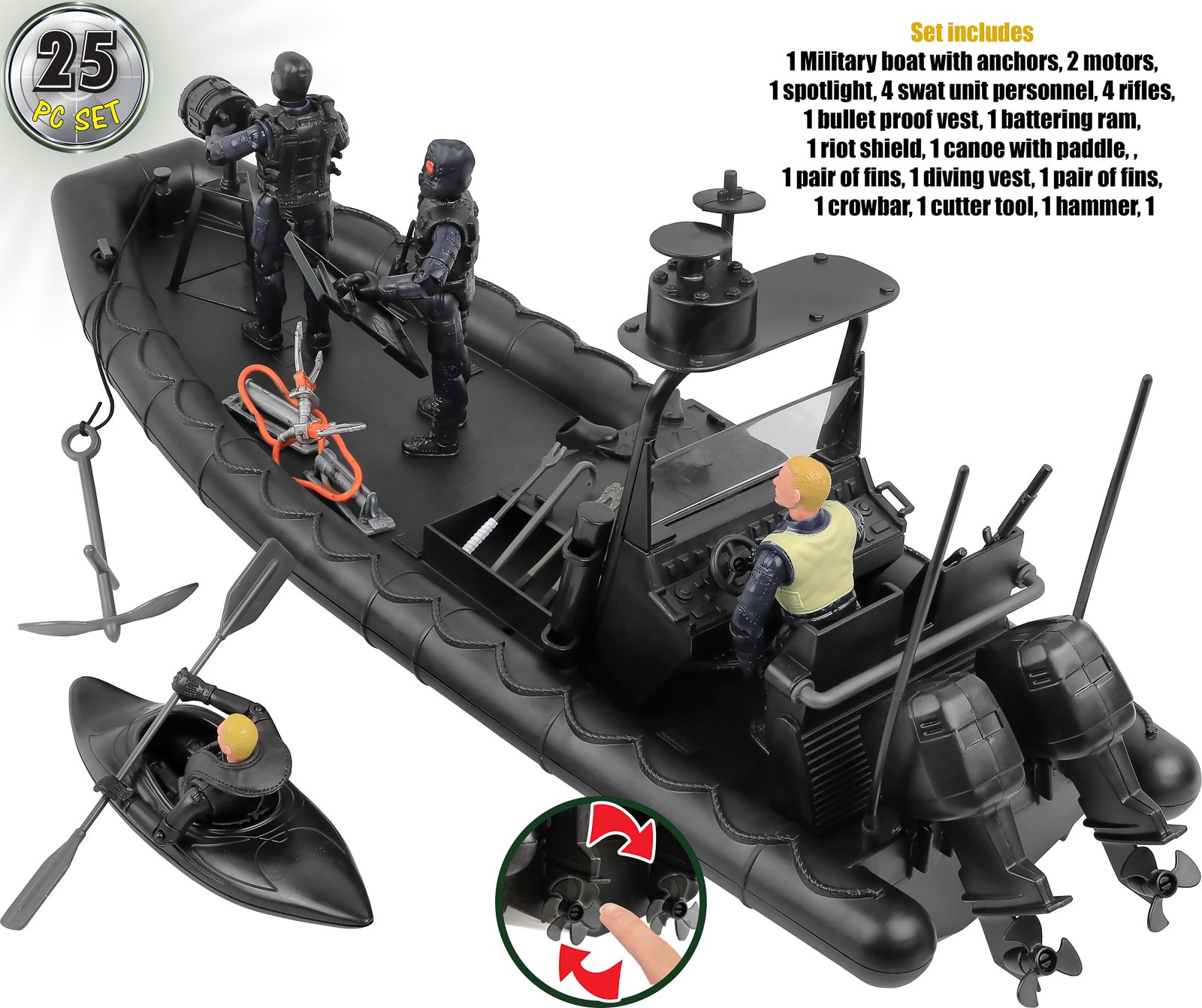 Click N’ Play Military Elite Swat Unit Force Patrol Dinghy Boat 25 ...