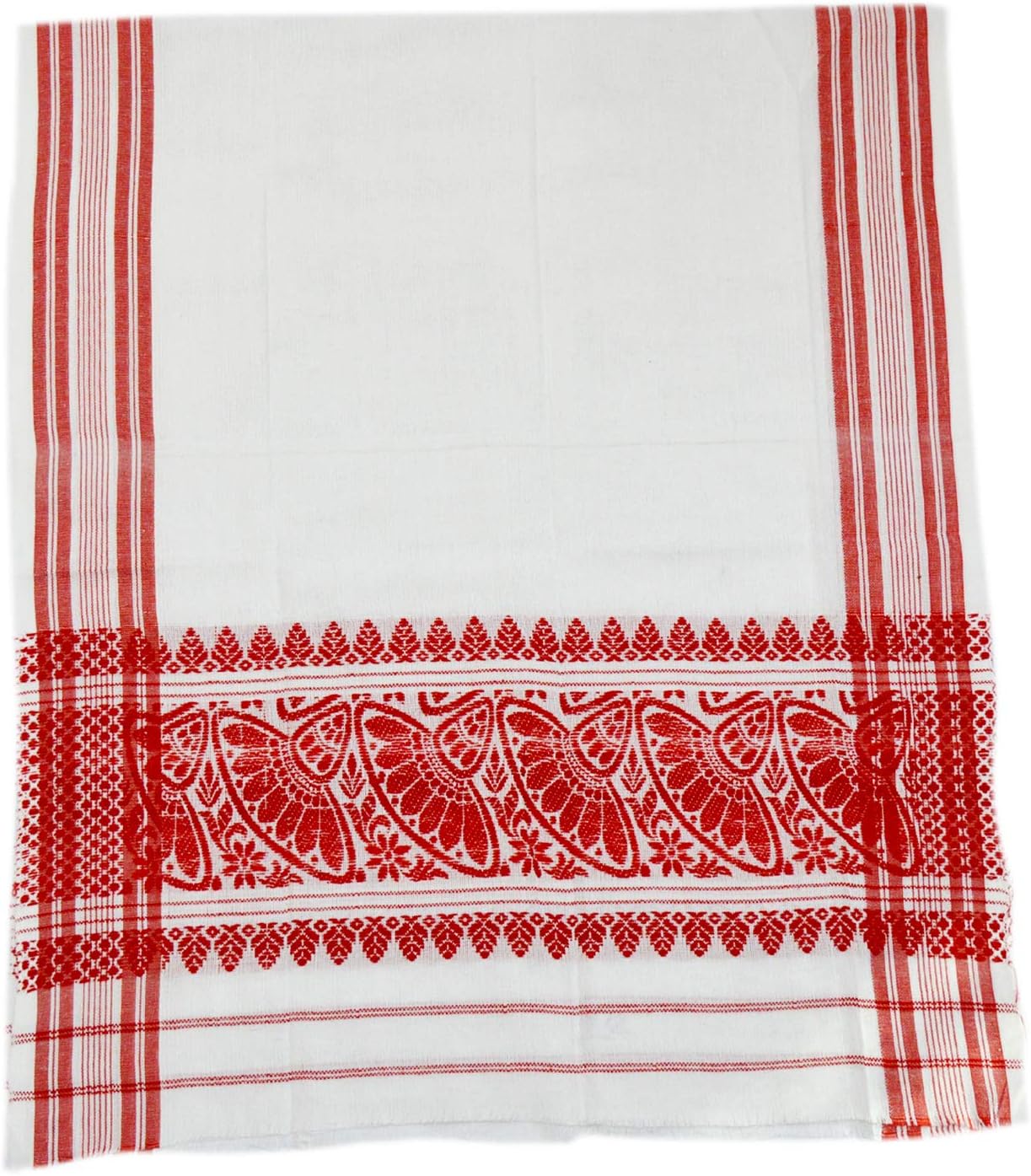 Red and White Japi Design Assamese Poly Cotton Gamcha (Pack-1): Amazon ...