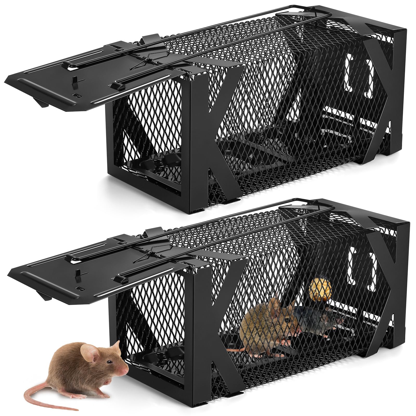 Qualirey 2 Pack Humane Rat Trap 9.8 Inch Upgraded Chipmunk Rodent ...