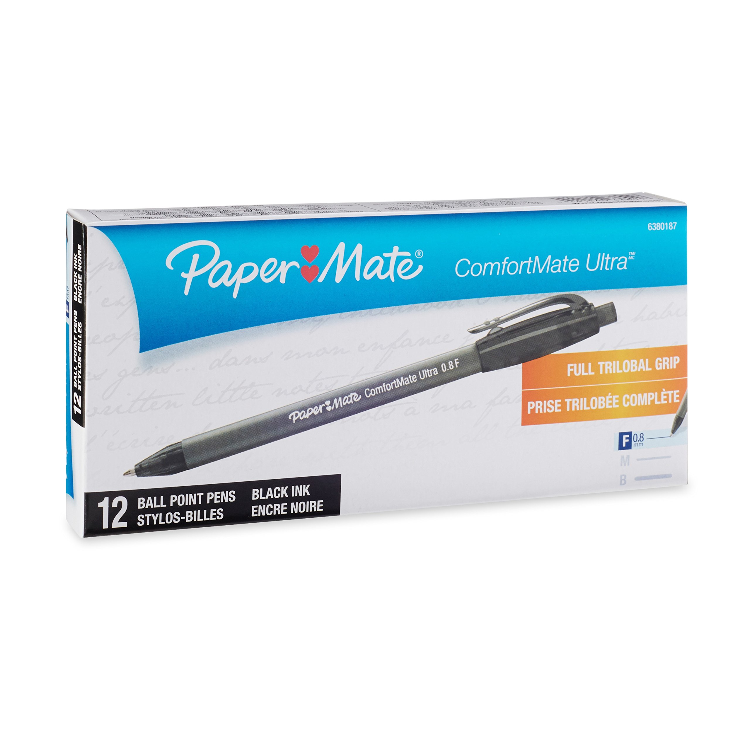 Paper Mate Comfortmate Retractable Fine Point Ballpoint Pens, 12 Black ...