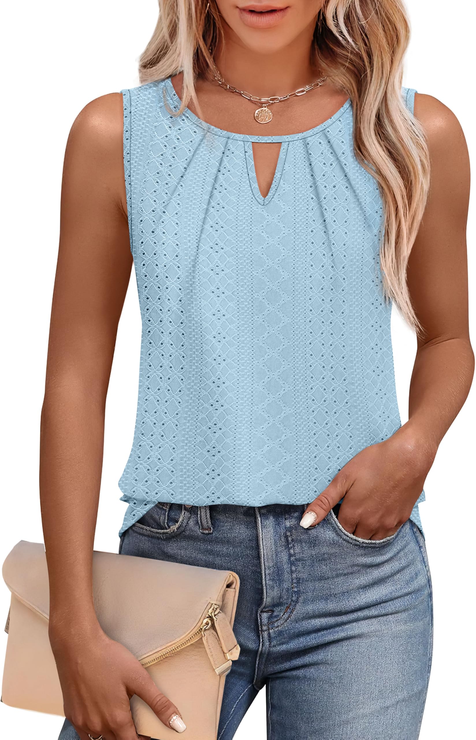 WIHOLL Summer Tops for Women Casual Womens Tank Tops Sleeveless Flowy ...