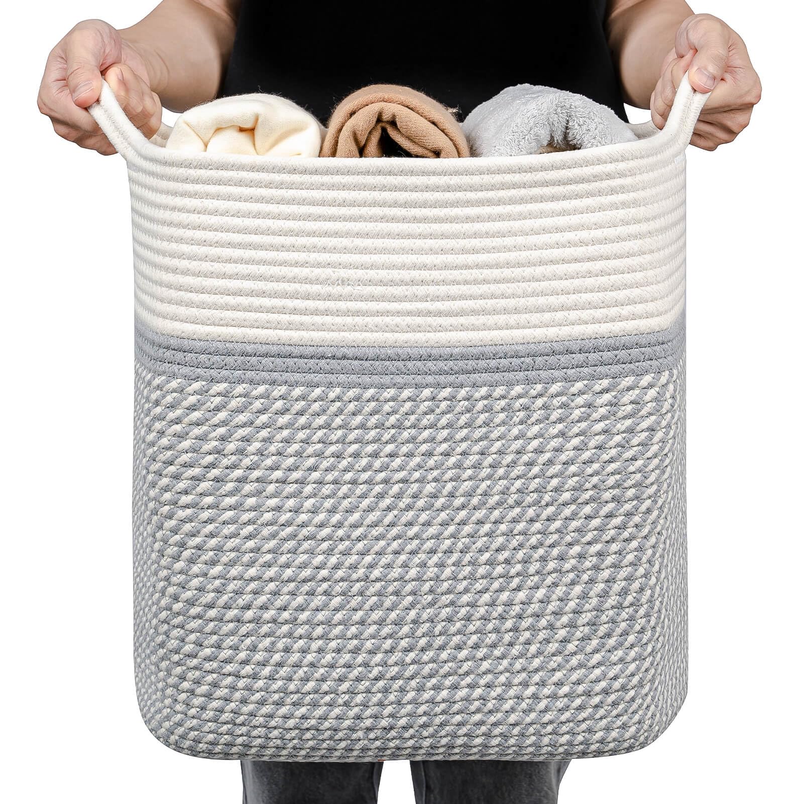 Laughbird Small Laundry Basket Narrow Slim Hamper Woven Blanket for ...