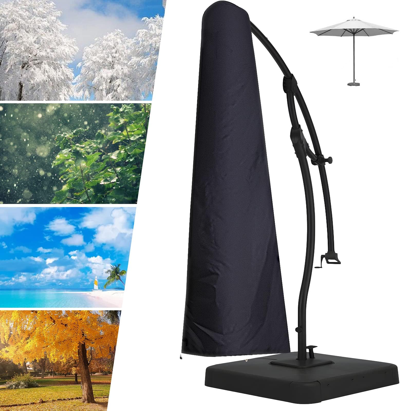 skyfiree Patio Umbrella Cover 600D Waterproof Oxford Fabric Cantilever ...