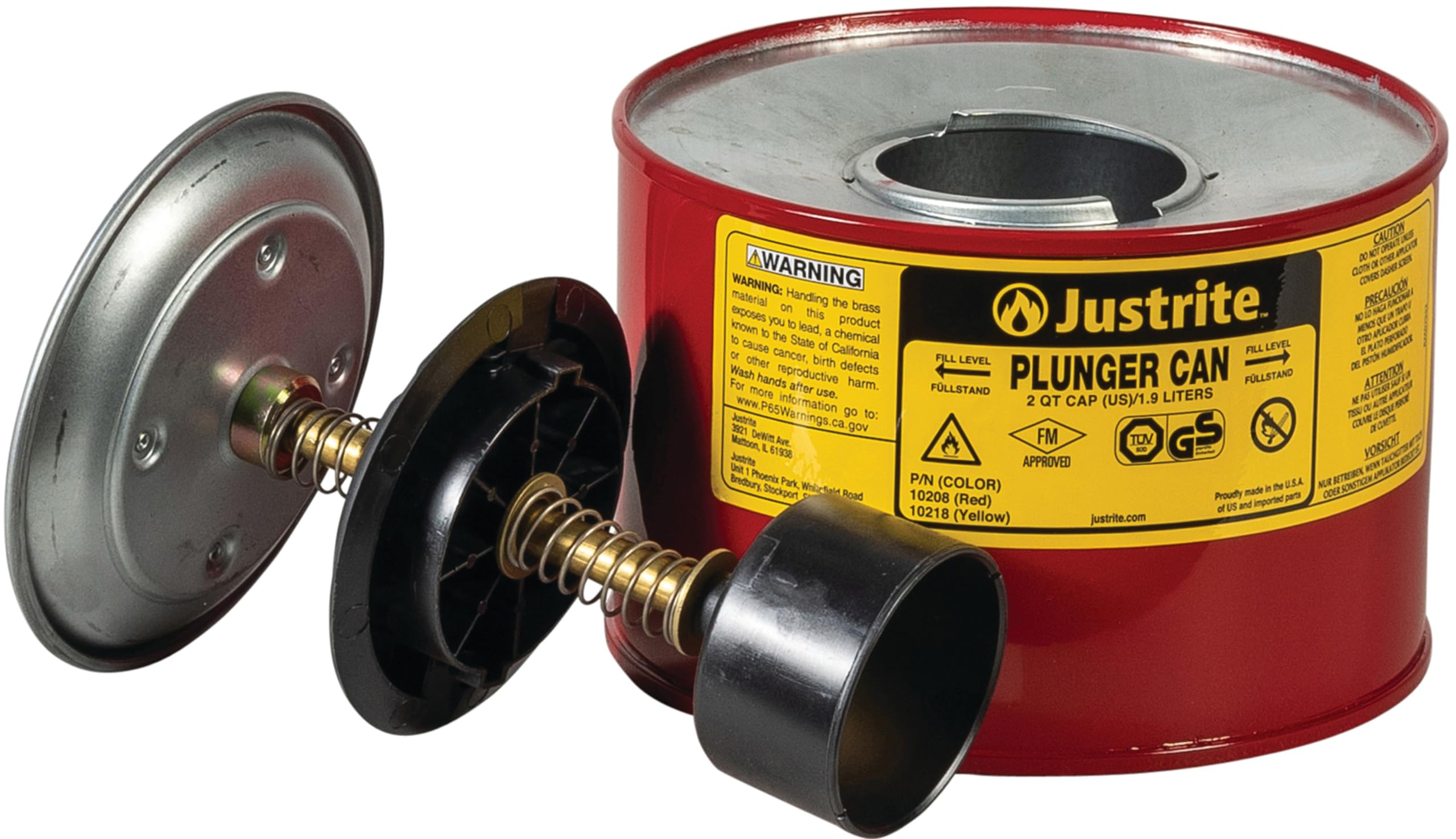Mua Justrite Plunger Can for Solvents, 2 Quarts Capacity, 7.4" x 7.25 ...
