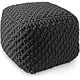 Amazon.com: Casafield Square Pouf Ottoman, Black - 18.5" W x 18.5" D x ...