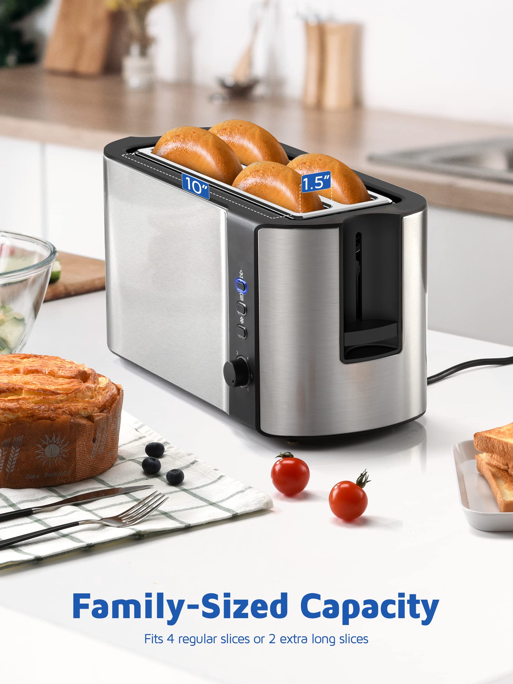 Mua DyBaxa Stainless Steel Toaster 4 Slice, 2 Slice Long Slot, Compact ...
