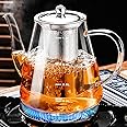 Amazon.com | PARACITY Glass Teapot Stovetop 41 OZ/1200ml, Tea pot with Removable Stainless Steel ...