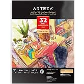 Amazon.com: ARTEZA Watercolor Paper, Pack of 2, 32 Sheets Each, 9x12 ...