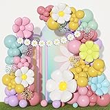 Amazon.com: Daisy Balloon Garland Arch Kit,Retro Hippie Boho Pink White Yellow Balloons Garland ...