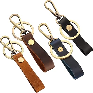 Amazon.com: 4 Pieces Leather Valet Keychain Leather Key Chain with Belt ...
