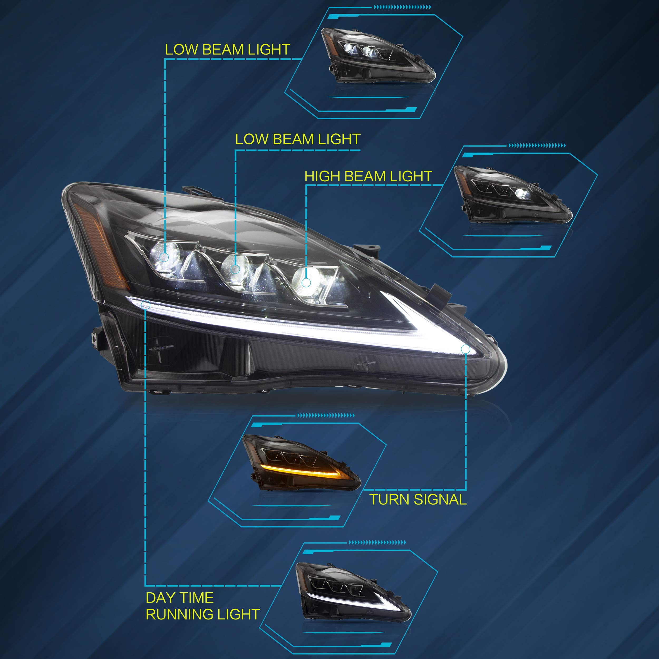 Mua VLAND Headlights Assembly Fit for Lexus IS250 IS250C IS350 IS350C ...