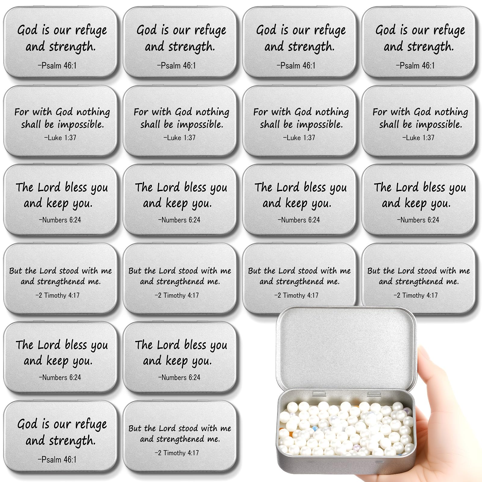 Honeydak 20 Pcs Christian Tin Pencil Box Bible Metal Hinged Box ...