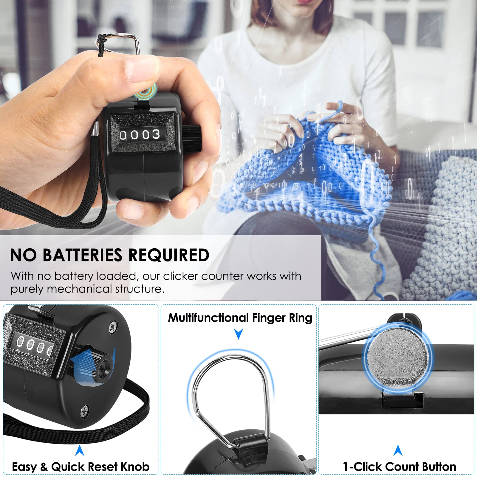 Mua KTRIO Pack of 2 Colors Handheld Tally Counter 4-Digit Number Count ...